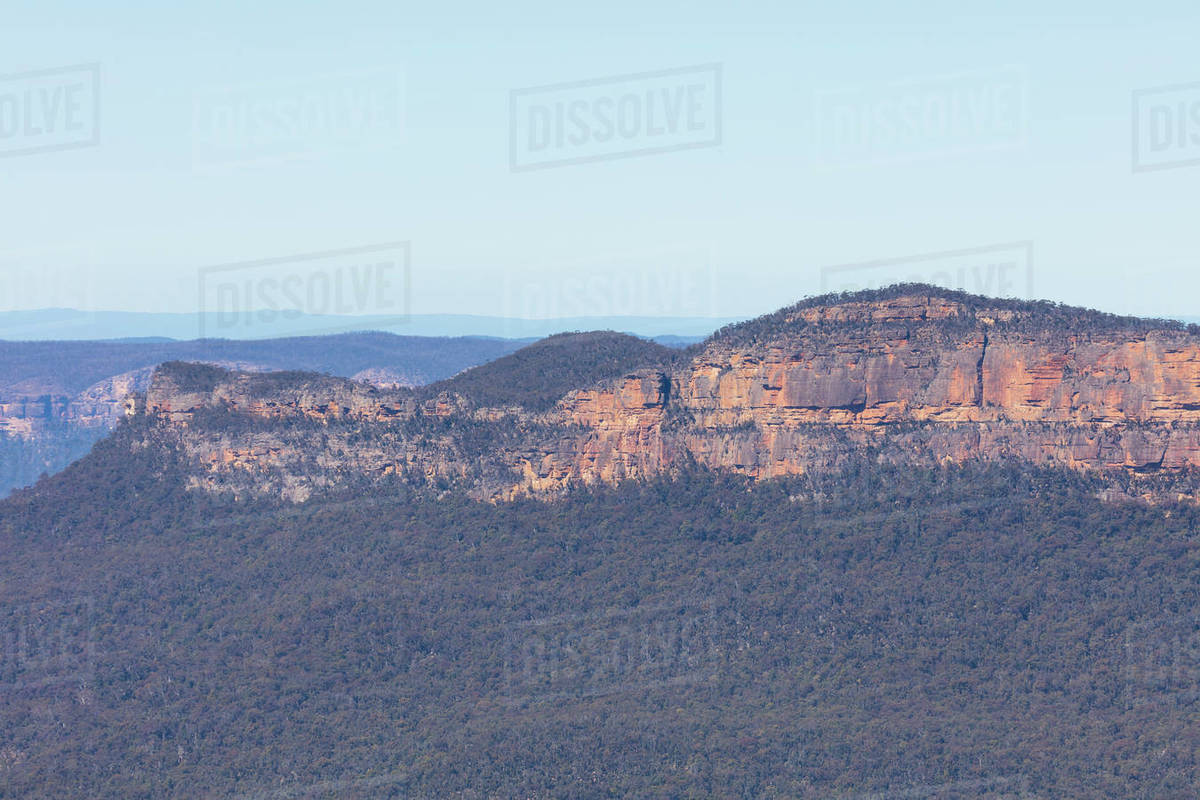 A cliff face in Jamison Valley in The Blue Mountains in New South Wales ...
