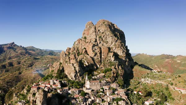 Ancient ghost town Pentedattilo in the mountain in Calabria, Italy ...