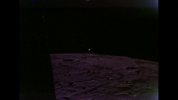 The Command Module Yankee Clipper in orbit around the Moon, seen from ...