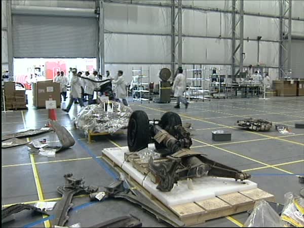 Columbia disaster, accident investigation debris analysis. Footage of ...