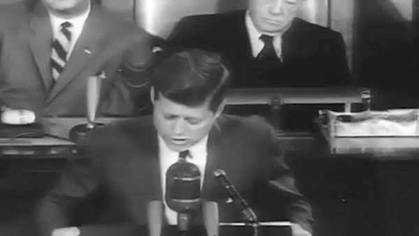 President Kennedy announces Moon landing mission - Stock Video Footage ...