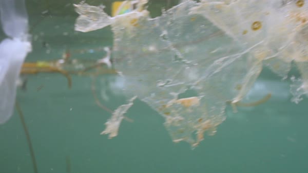 Plastic pollution in the sea - Stock Video Footage - Dissolve