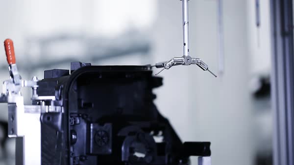 Close up of 3D dimension measurement plastic parts by CMM, 3D automatic ...