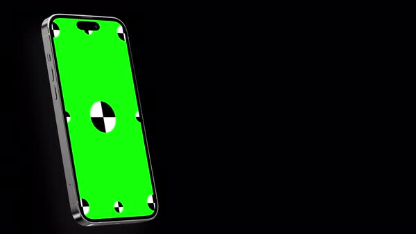 Smartphone green screen rotating on background with Alpha channel ...