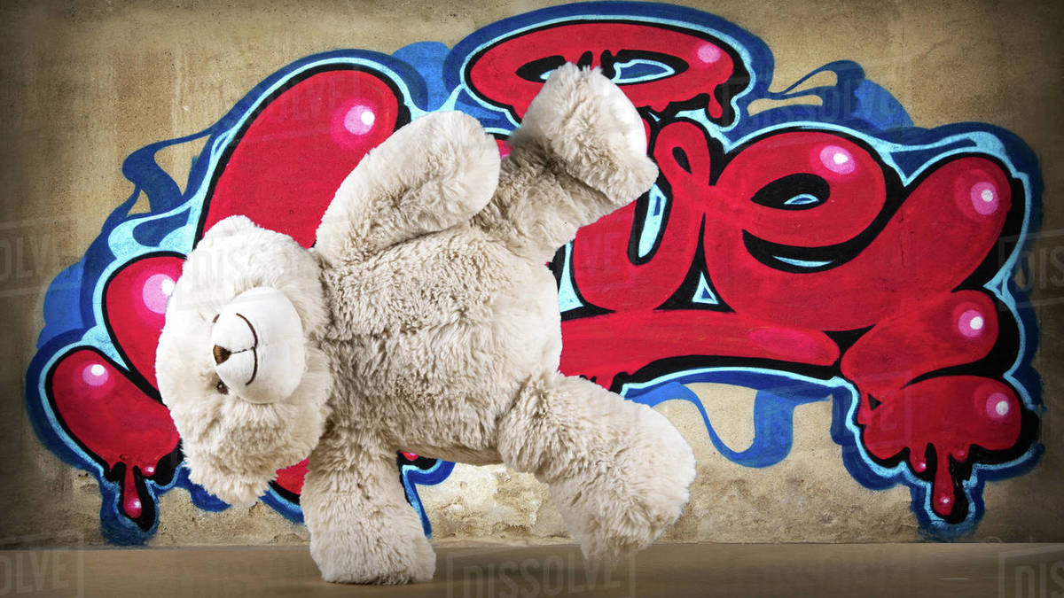 amazing funky teddy bear brought to life break dancing infront of a ...