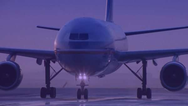 airplane taxies forward on runway with bird in sky - Stock Video ...