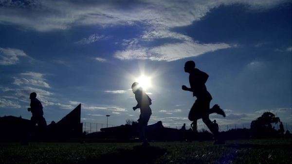 Locked off shot of men running and playing soccer - HD Rights-managed ...