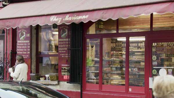 Long shot of exterior of French food store - HD Rights-managed Stock ...