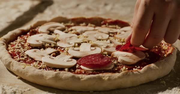 Experienced cooker making pizza using traditional recipe. - Stock Video ...