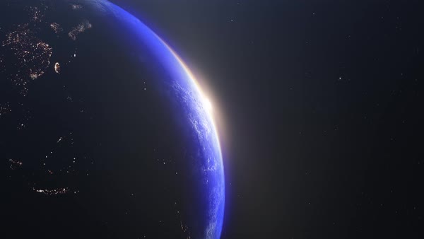 Earth From Space Planet Earth Rotating Camera Tracking Sunrise Moment ...