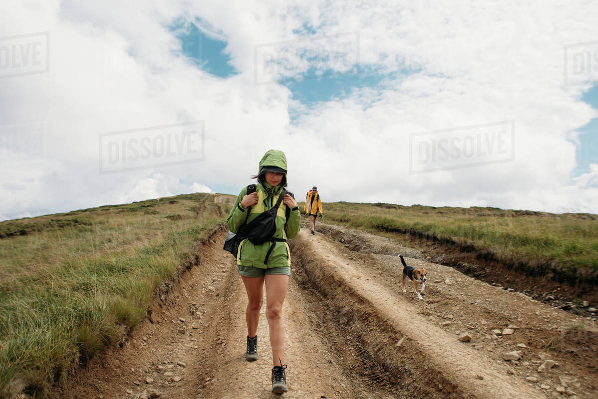 group of people on hiking go with backpacks in the mountains - Stock ...