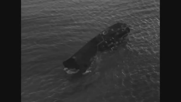 1952 - Aerial views show the wreckage of the SS Pendleton off Cape Cod ...