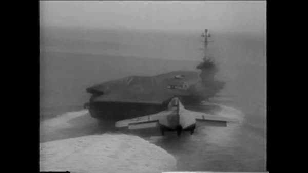 1957 - The Navy demonstrates its new mirror landing system at sea on ...