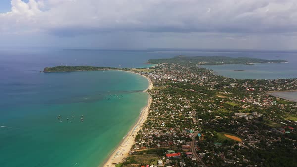 The tourist town of Trincomalee with hotels and a beach. Sri Lanka ...