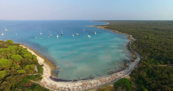 OLIB, CROATIA - 10 AUGUST 2015: Aerial view of tourists enjoying on ...