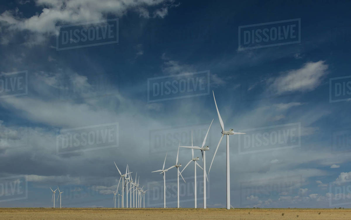 Texas wind turbine farms in the beautiful sky in West Texas - Royalty ...