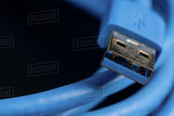 Male connector blue cable USB3.0 on isolated white background - Stock ...