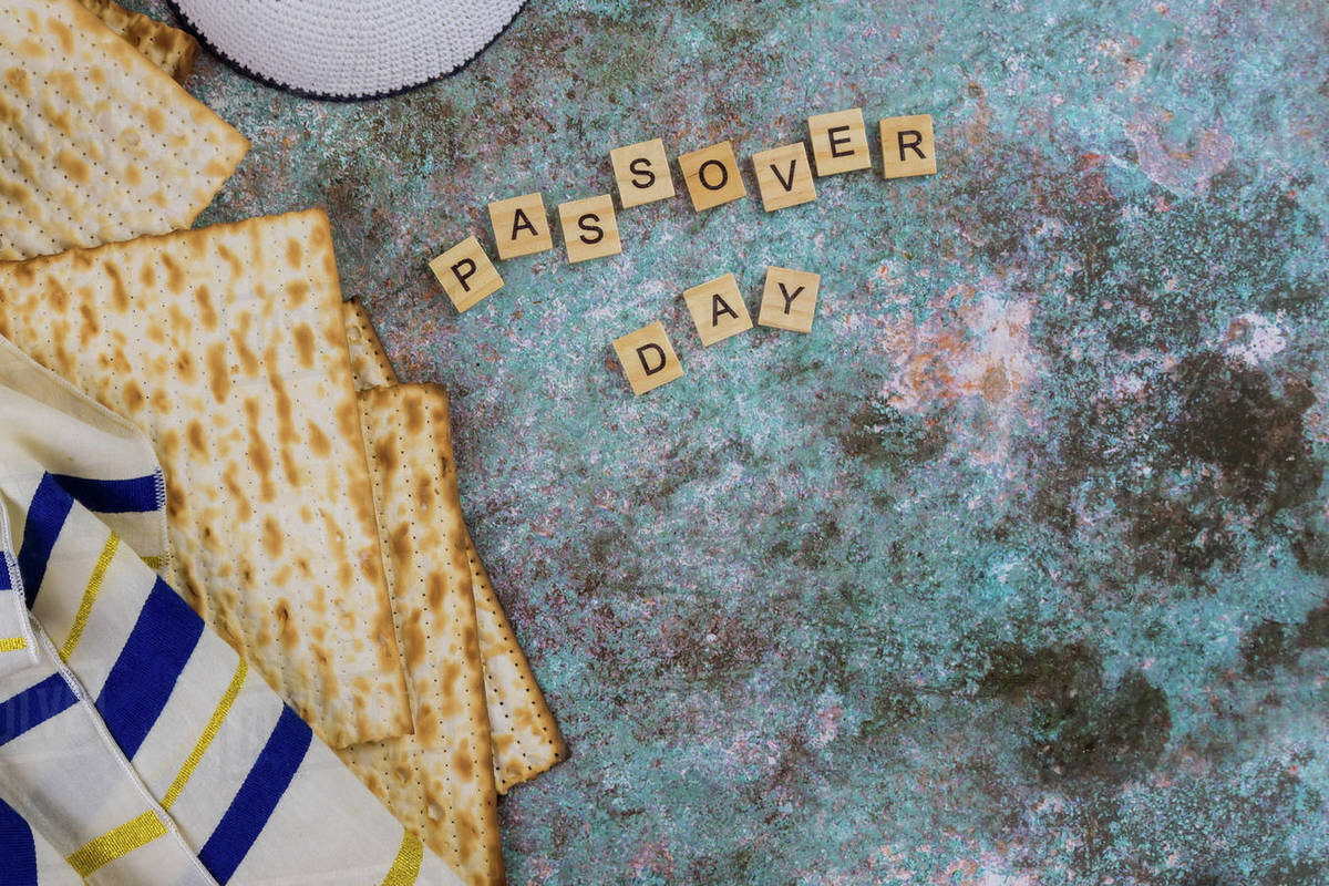Passover holiday traditional celebration with kosher matzah unleavened ...