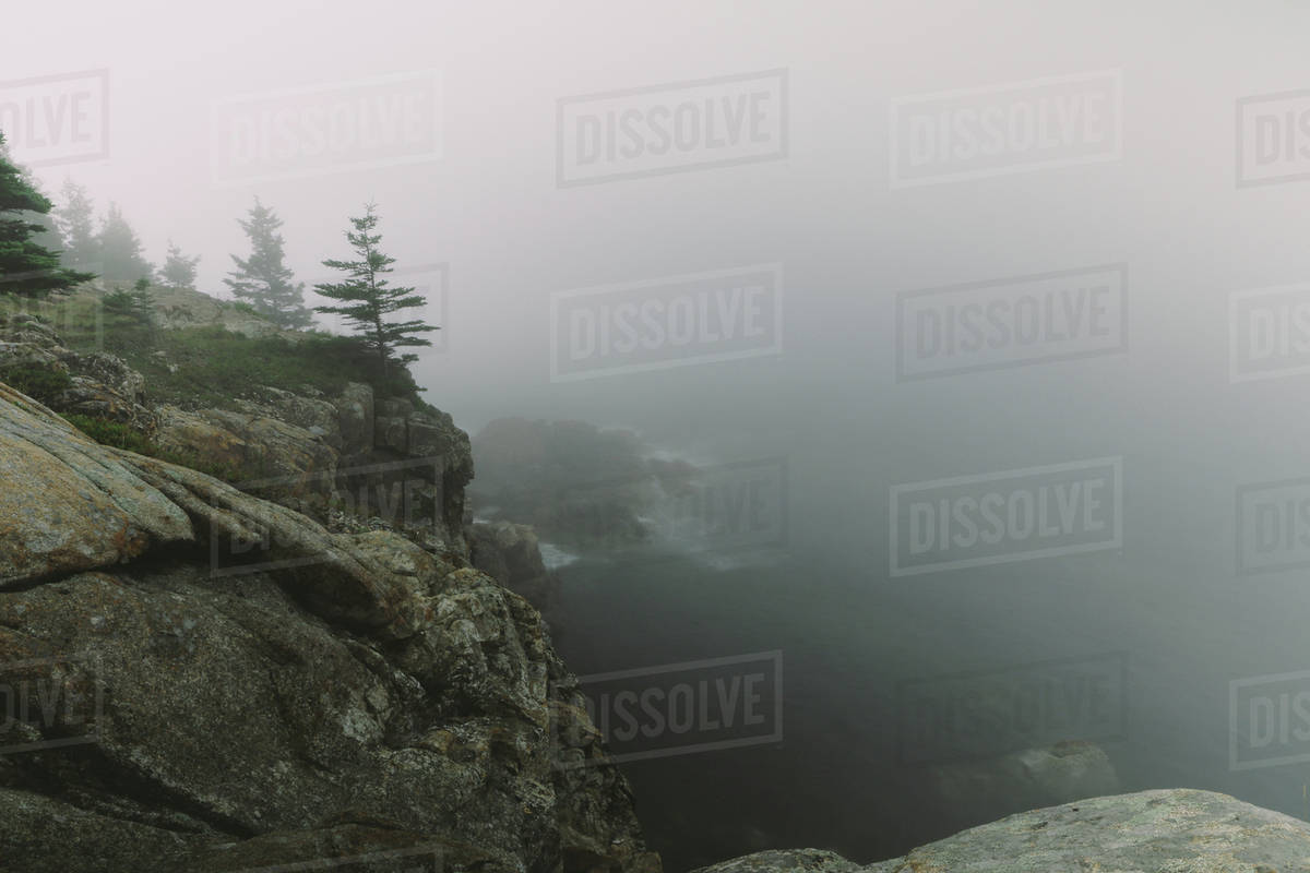 Oceanside cliff in fog - Royalty-free Stock Photo | Dissolve