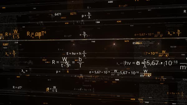 Appearing mathematical formulas on black background. Animation ...