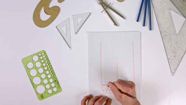 Zoom in of Hand Drawing Architectural Indoor Plans Top View on White ...