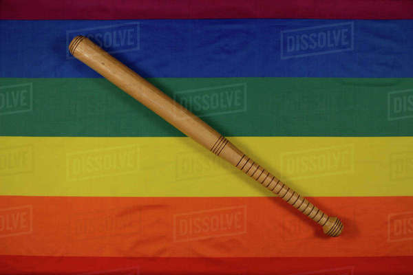 Wooden baseball bat with original design on LGBT rainbow flag ...