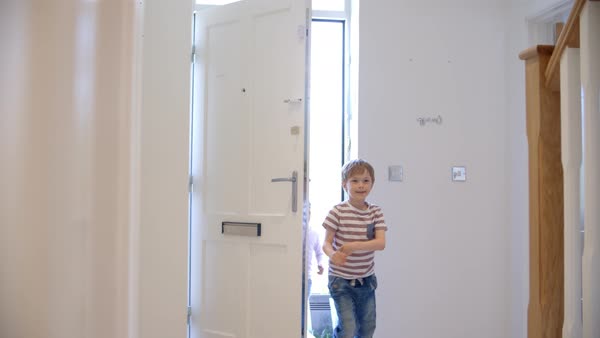 Excited Children Returning Home With Mother - 4K Royalty-free Stock ...