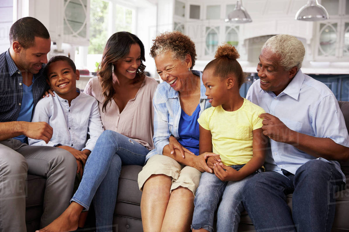 Multi generation black family at home - Stock Photo - Dissolve