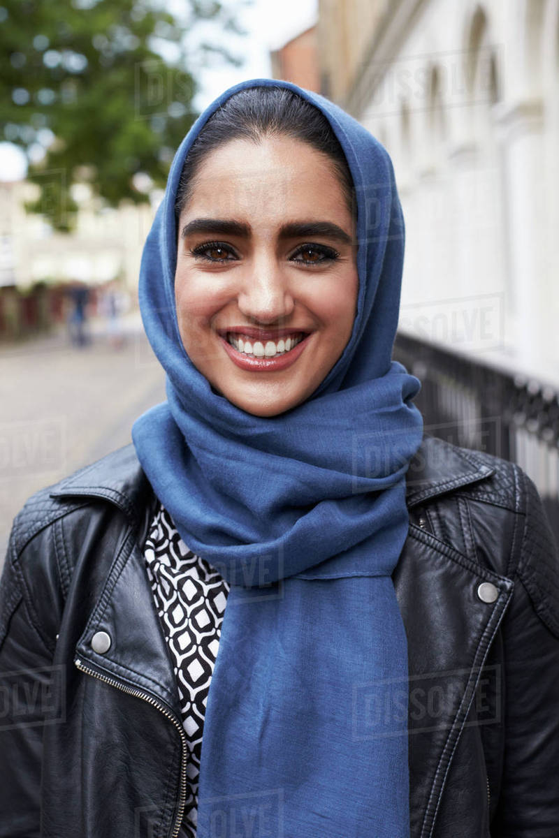 Portrait of british muslim woman in urban environment - Royalty-free ...