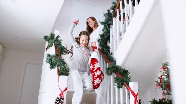 Running Down Stairs On Christmas