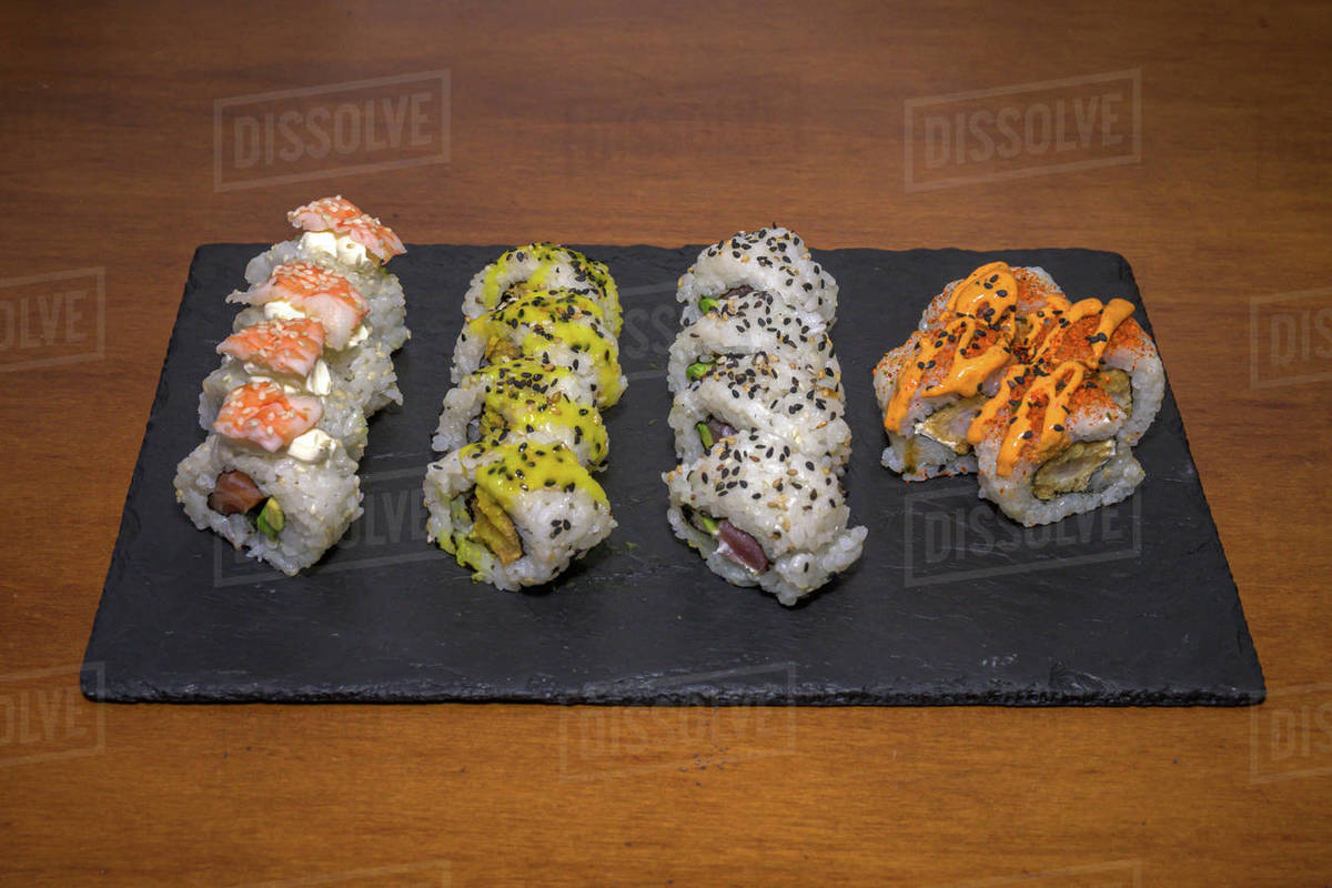 Suchi for sell in the supermarket, Suchi is Japanese national food ...