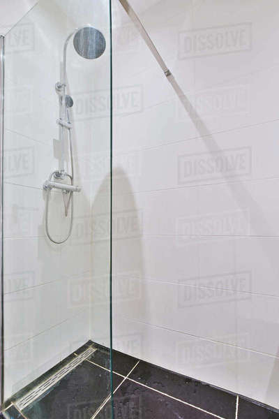 Modern shower stall in a bright bathroom - Royalty-free Stock Photo ...
