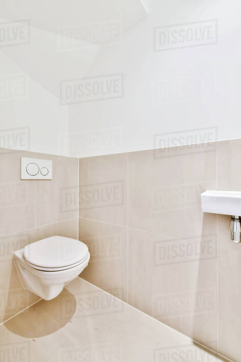 Elegant restroom interior in luxury residential building - Stock Photo ...