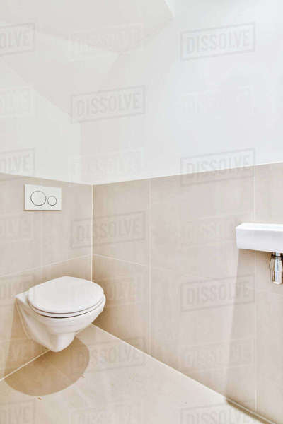 Elegant restroom interior in luxury residential building - Stock Photo ...