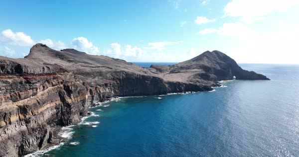 Ponta do Buraco Aerial Epic dramatic rock formation,Madeira island ...