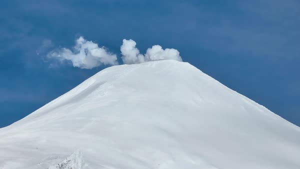 Villarrica Volcano At Pucon In Los Lagos Chile. Volcano Scene. Snow ...
