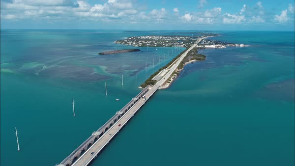 Key West: 7 Mile Bridge Florida Keys United States. Aerial view of ...