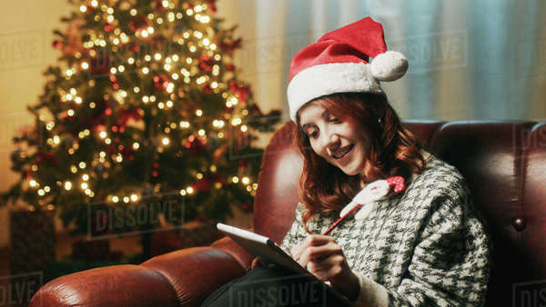 Girl writes christmas letter for Santa Claus - Royalty-free Stock Photo ...