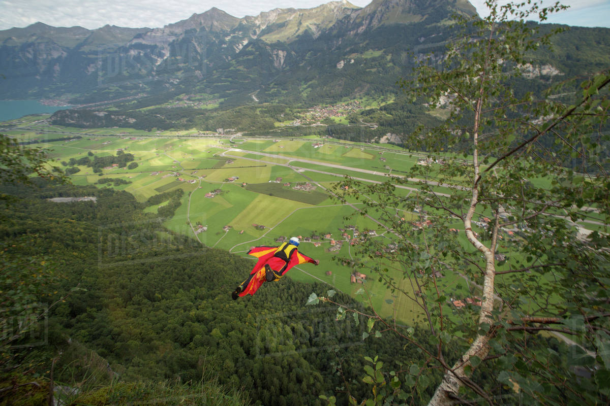 Wingsuit flyer gliding in the air - Royalty-free Stock Photo | Dissolve