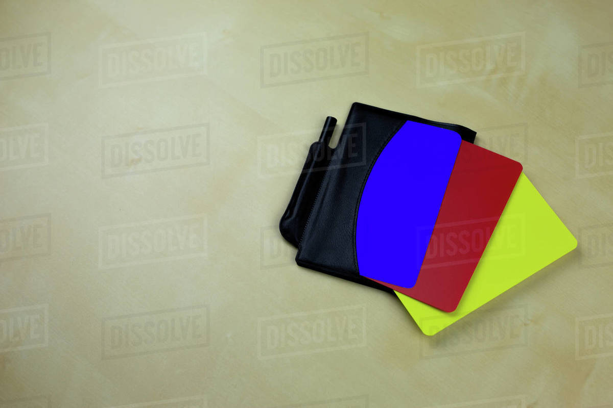 Black notebook of football referee with a pencil for notes and red ...