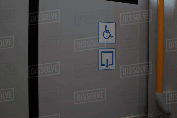 Ramp sign for disabled people in public transport, ramp for wheelchairs ...