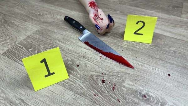 Evidence markers near crime scene of murder of girl next to murder ...