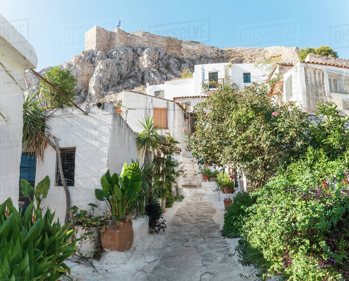 Plaka,an old historical neighbourhood of Athens, clustered around the ...