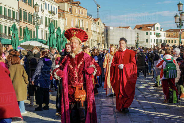 Venice, Italy Carnival celebration Festa delle Marie walking parade ...