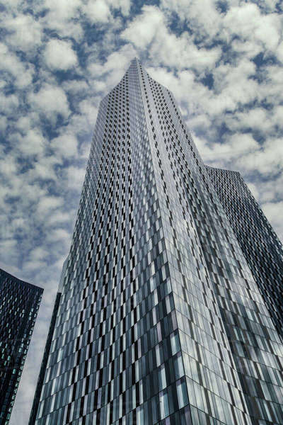 Day low angle street public view of modern residential skyscrapers ...