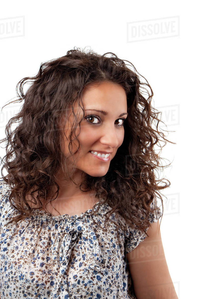 Beautiful and nice woman smiling in white background - Stock Photo ...