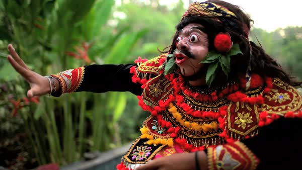 Balinese Asian magical clown mask figure used in ancient culture ...