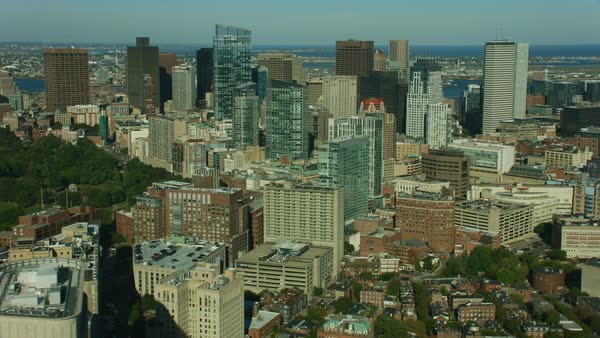 Aerial city view of Metropolitan skyscraper buildings in downtown ...