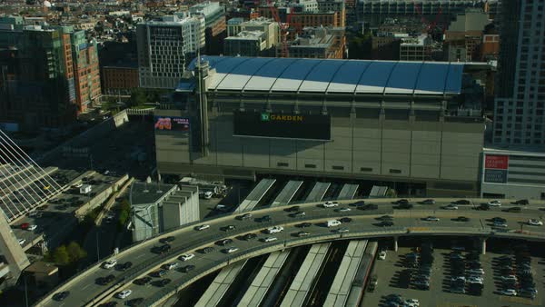Boston, USA - November, 2017: Aerial city view TD Garden or Boston ...