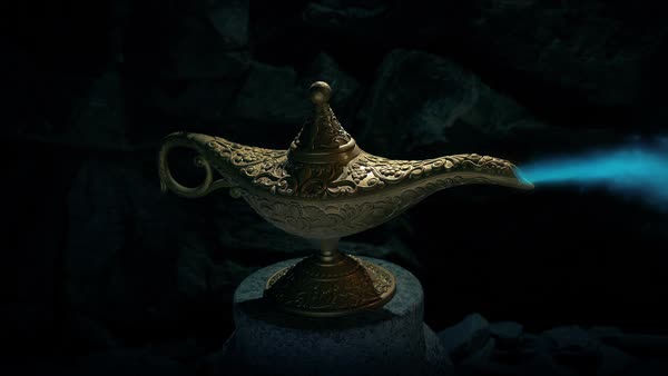 Blue Genie Comes Out Of Magic Lamp - Stock Video Footage - Dissolve